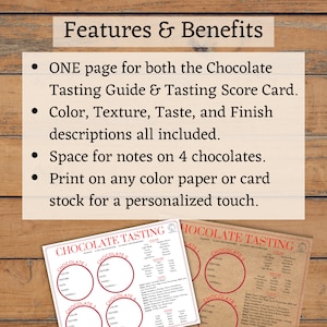 Chocolate Tasting Guide & Score Card, Chocolate Party Kit, Valentine ...