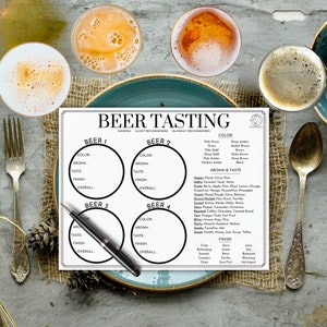 Beer Tasting Guide & Score Card, Beer Tasting Flight Mat Downloadable ...