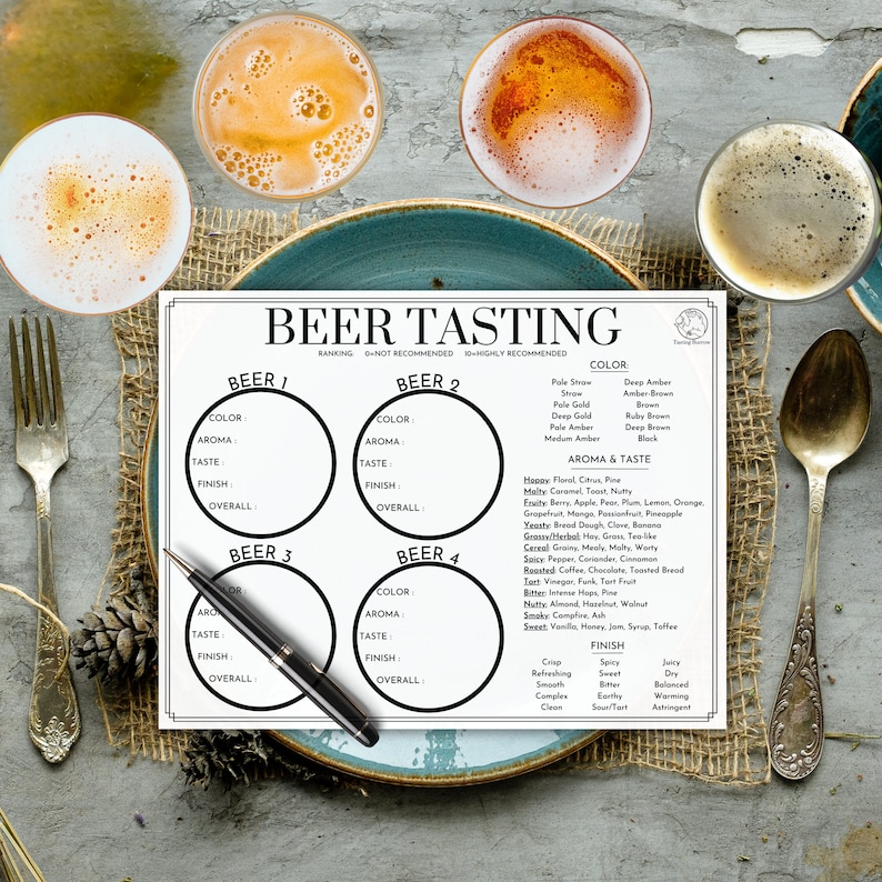 Beer Tasting Guide & Score Card, Beer Tasting Flight Mat Downloadable ...