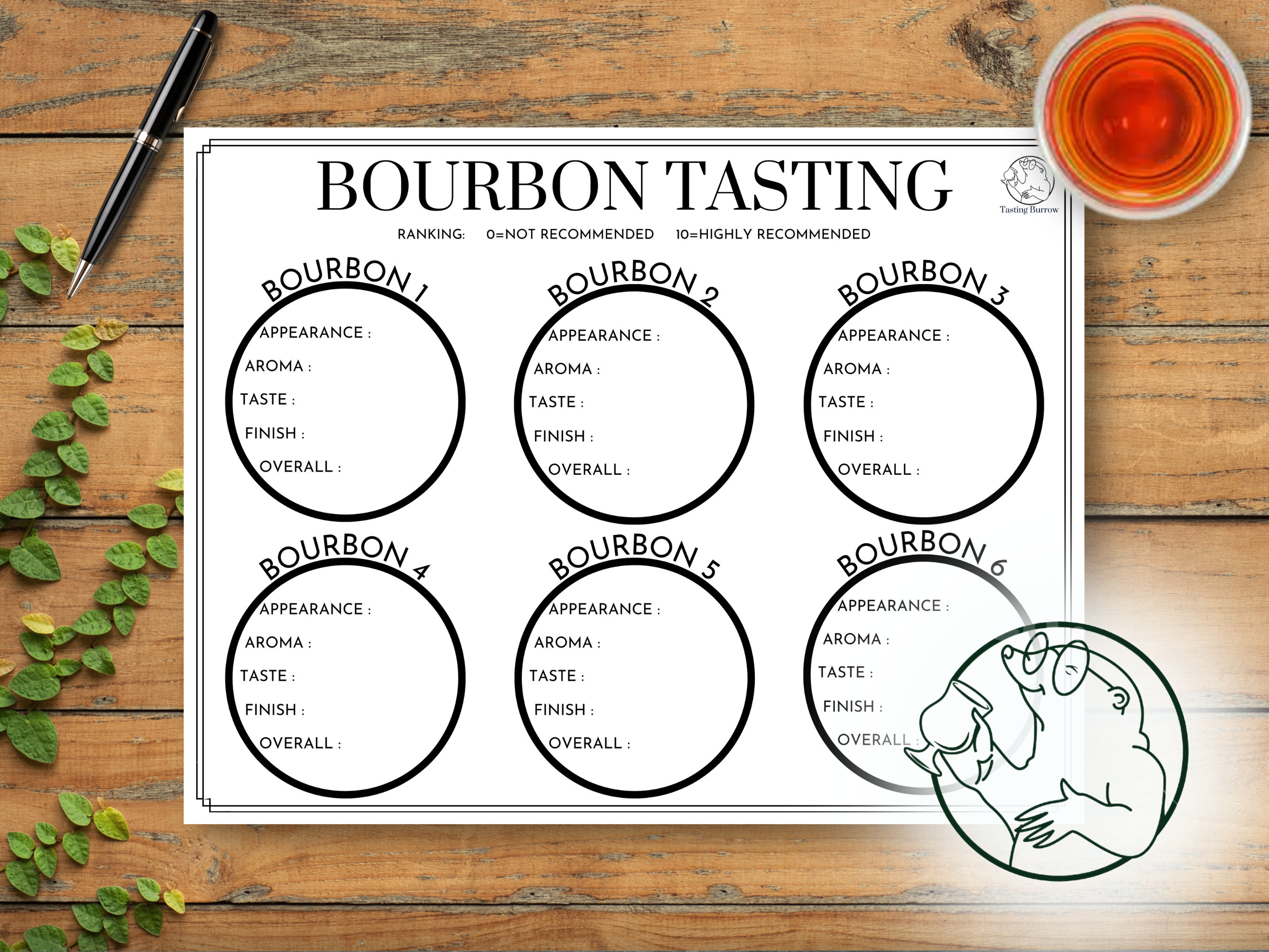 Bourbon Tasting Sheet, Bourbon Flight Tasting, Bourbon DIY Blind ...