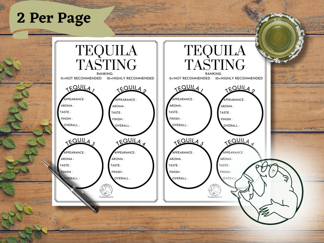 Tequila Tasting Sheet, Four Tequila Tasting Notes, Tequila Blind ...