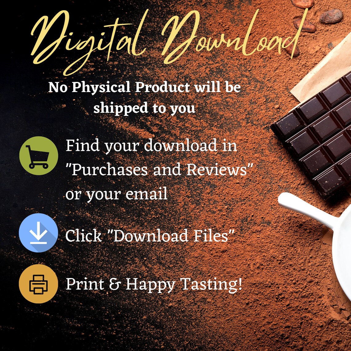 Chocolate Tasting Guide & Score Card, Chocolate Party Kit, Valentine ...