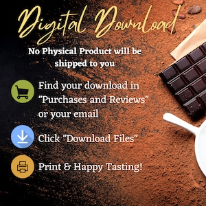 Chocolate Tasting Guide & Score Card, Chocolate Party Kit, Valentine ...
