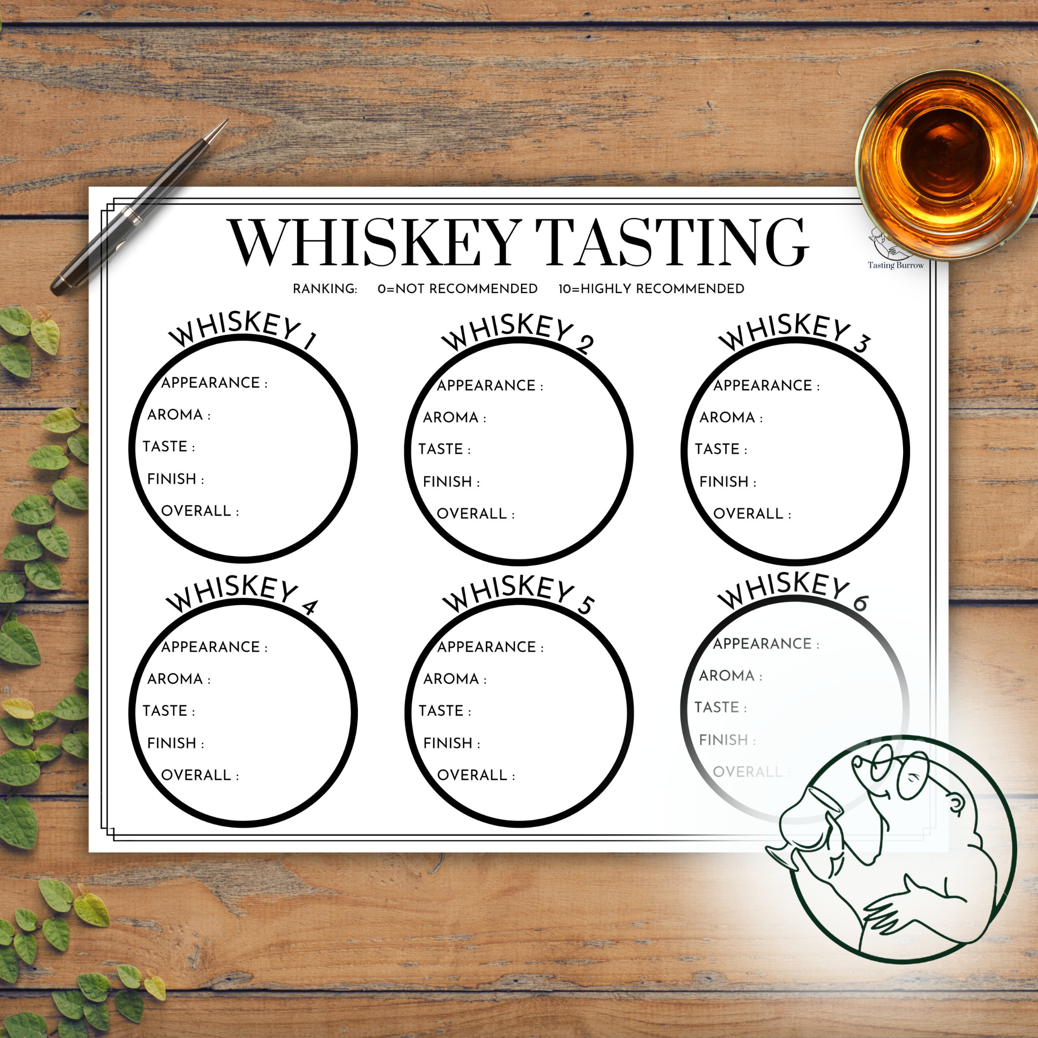 Whiskey Tasting Sheet, Whisky Tasting Mat, Whiskey DIY Blind Tasting ...