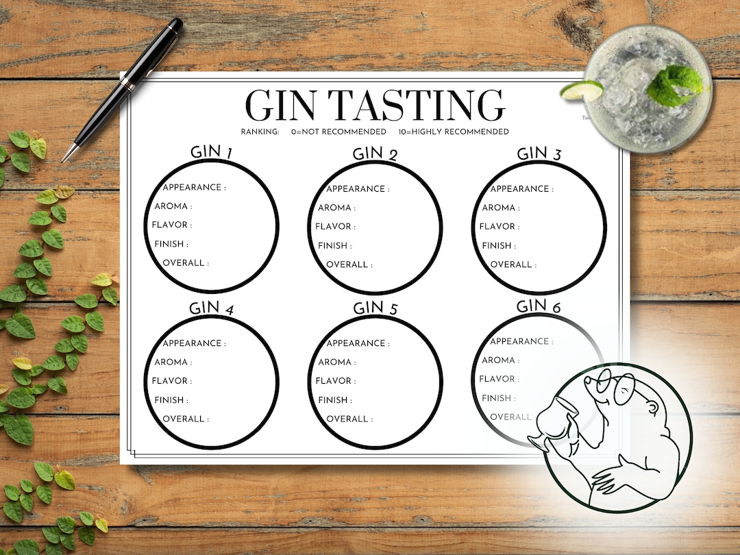 Gin Tasting Scoresheet, Gin Flight Tasting, Gin Tasting Sheet, Gin ...