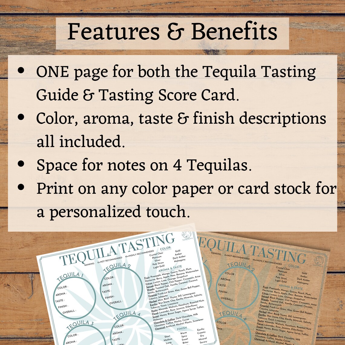 Tequila Tasting Guide & Mat, Tequila Flight Board Tasting Score Card ...