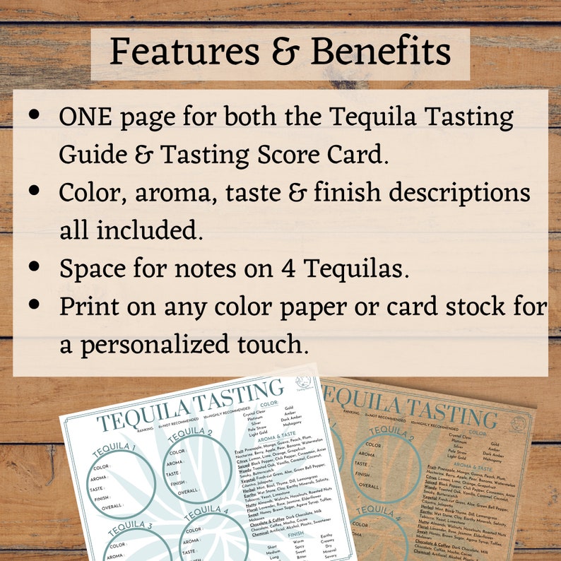 Tequila Tasting Guide & Mat, Tequila Flight Board Tasting Score Card ...