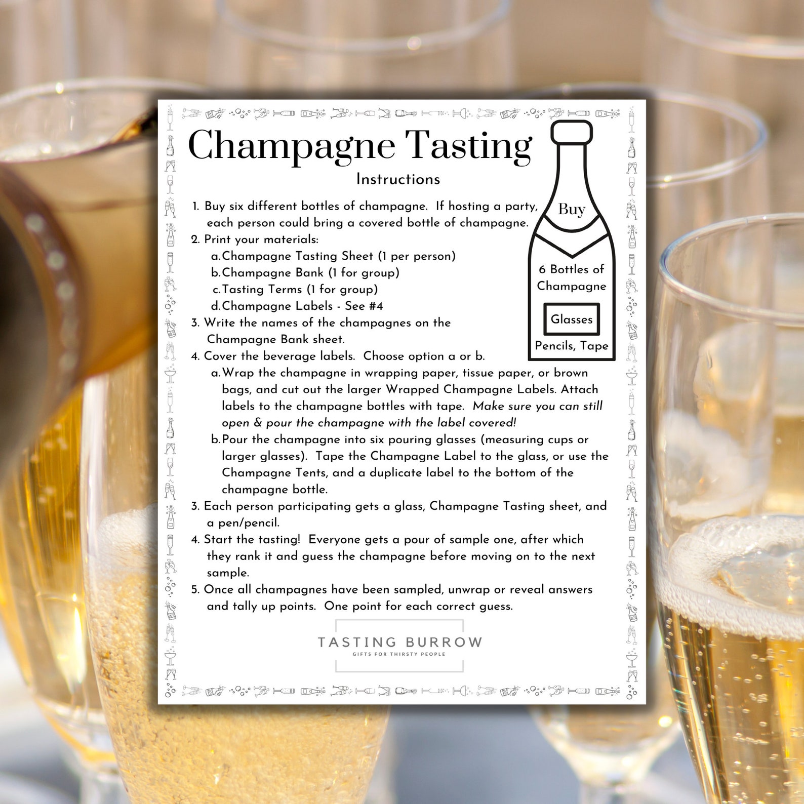 Blind Champagne Tasting Party Kit, Bridal Shower Champagne Tasting ...