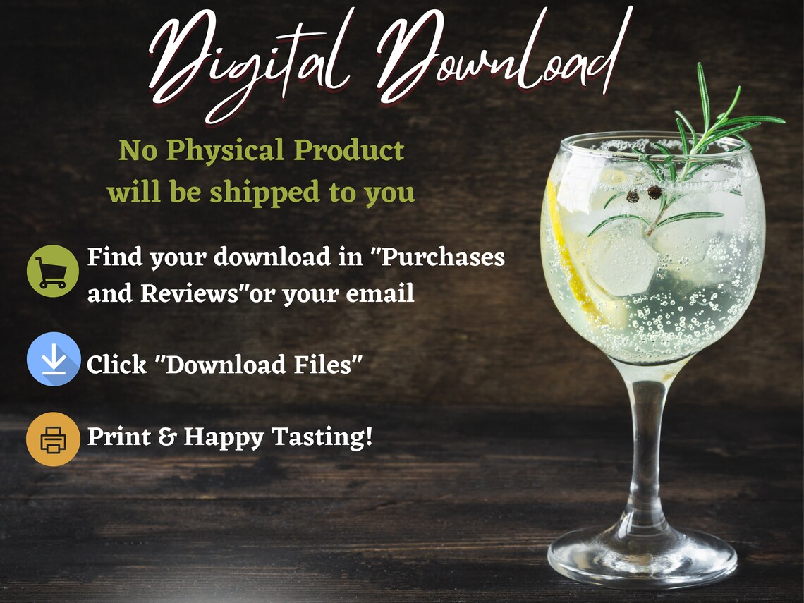Gin Tasting Scoresheet Gin Flight Tasting Gin Tasting Sheet - Etsy