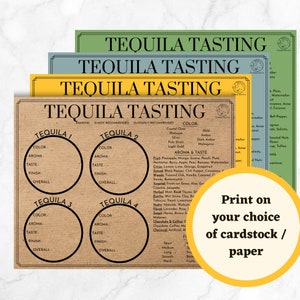Tequila Tasting Guide & Mat, Tequila Flight Board Tasting Score Card ...