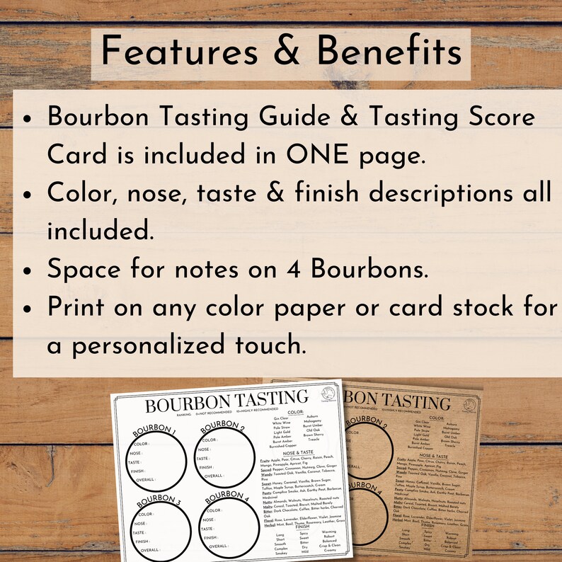 Bourbon Tasting Guide and Scorecard, Bourbon Flight Tasting, Bourbon ...