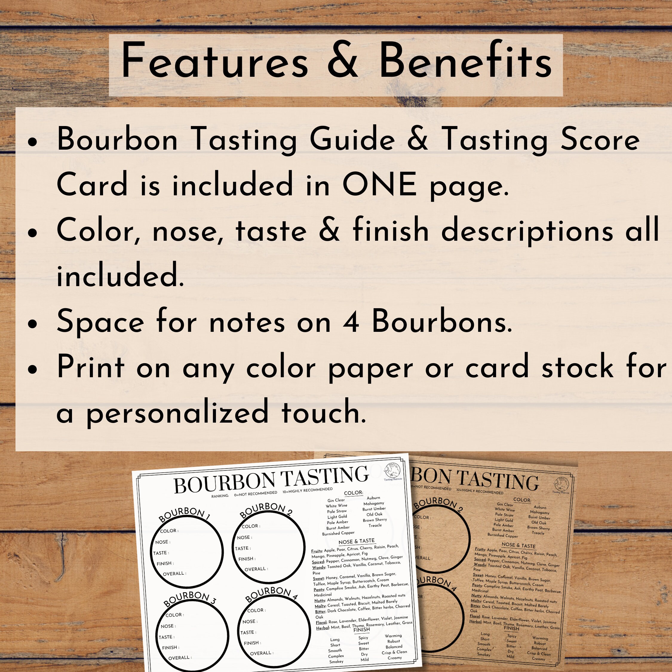Bourbon Tasting Guide and Scorecard, Bourbon Flight Tasting, Bourbon ...