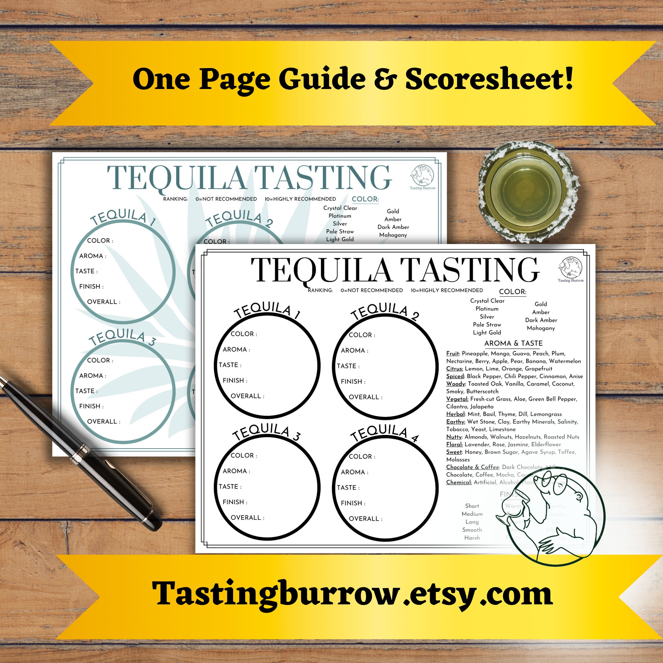 Tequila Tasting Sheet, Tequila Tasting Notes, Tequila DIY Blind Tasting ...