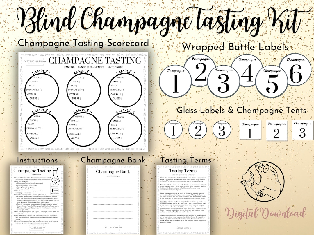 Blind Champagne Tasting Party Kit, Bridal Shower Champagne Tasting ...