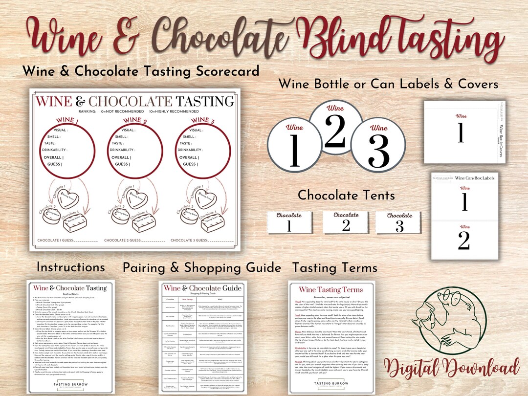 Wine and Chocolate Pairing Blind Tasting Wine and Chocolate - Etsy