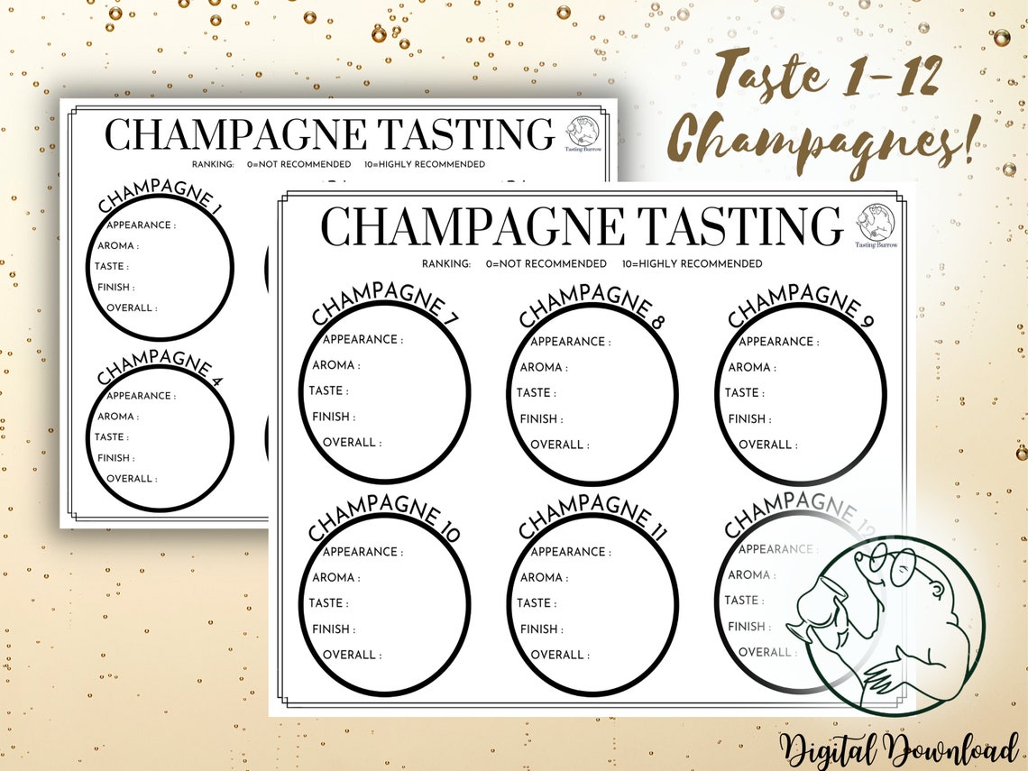 Champagne Tasting Scoresheet, Bridal Shower Champagne Tasting ...