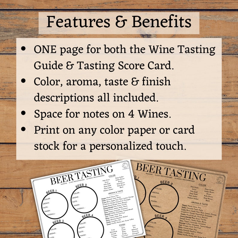 Beer Tasting Guide & Score Card, Beer Tasting Flight Mat Downloadable ...