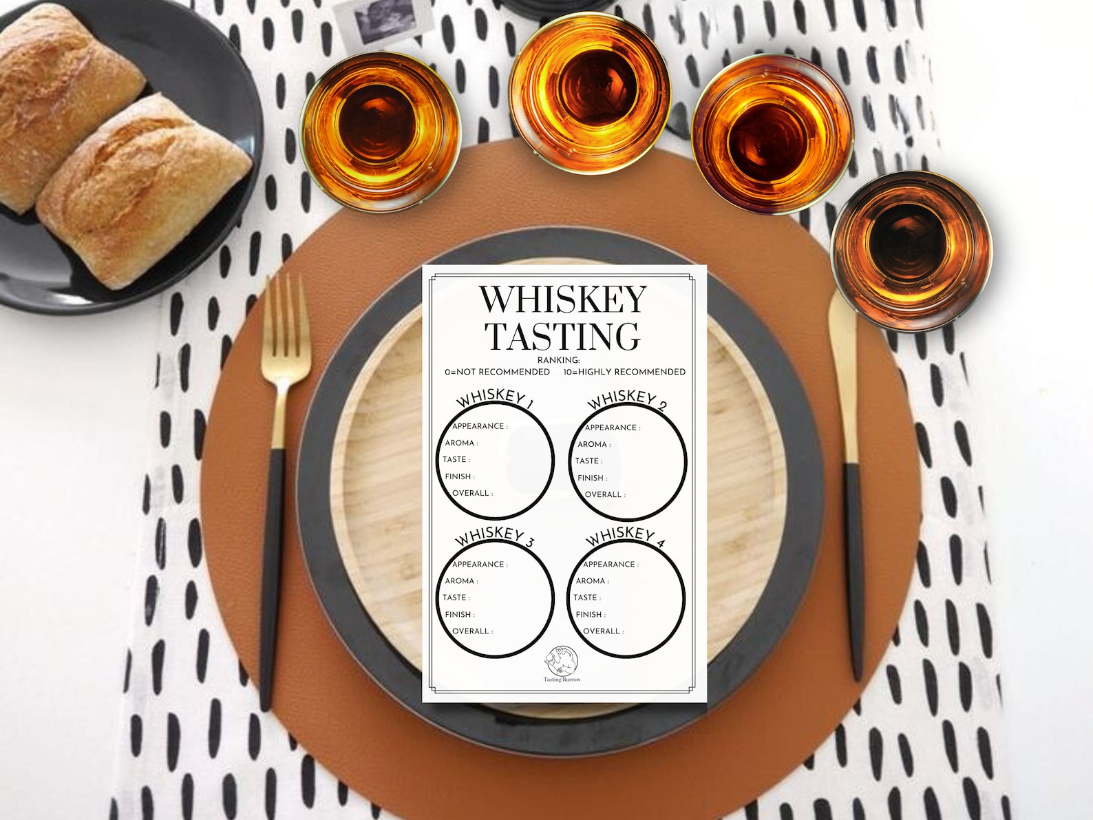 Whiskey Tasting Sheet, Four Whisky Tasting Mat, Whiskey DIY Blind ...
