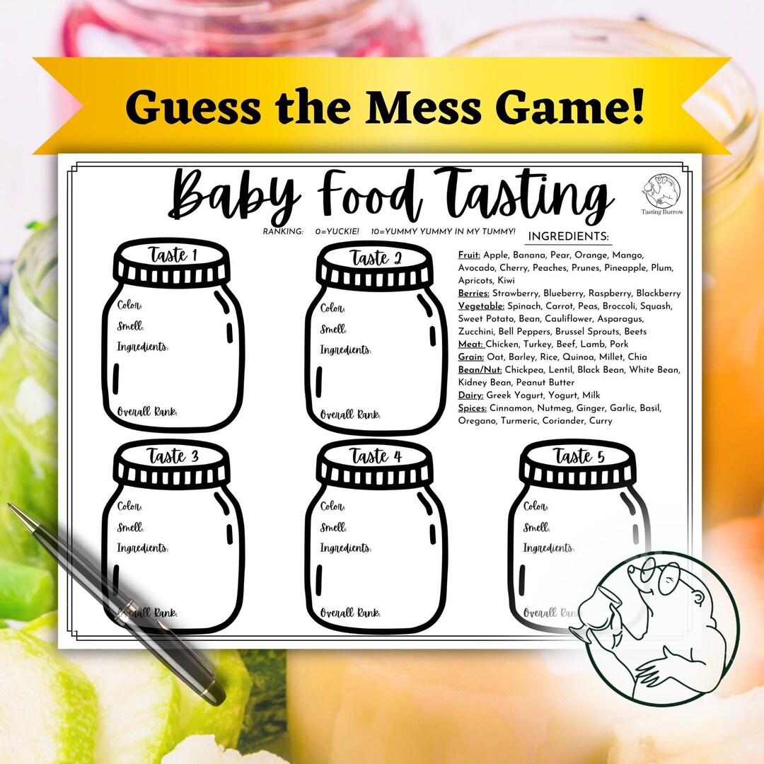 Guess the Mess Baby Food Shower Game, Sprinkle Shower Guessing Game ...