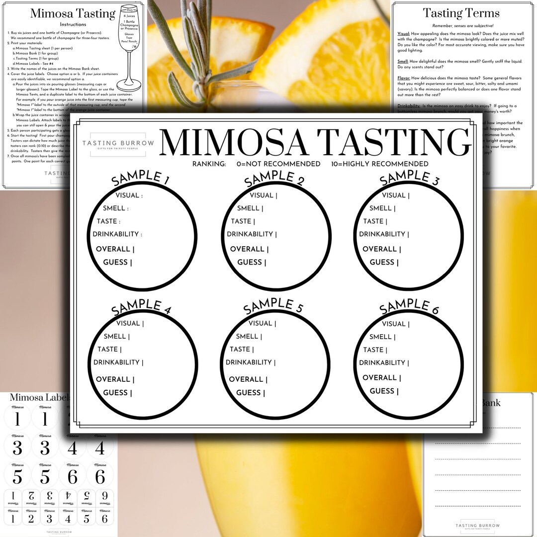 Blind Mimosa Tasting, Bridal Shower Game, Baby Shower Party Game, Hen ...