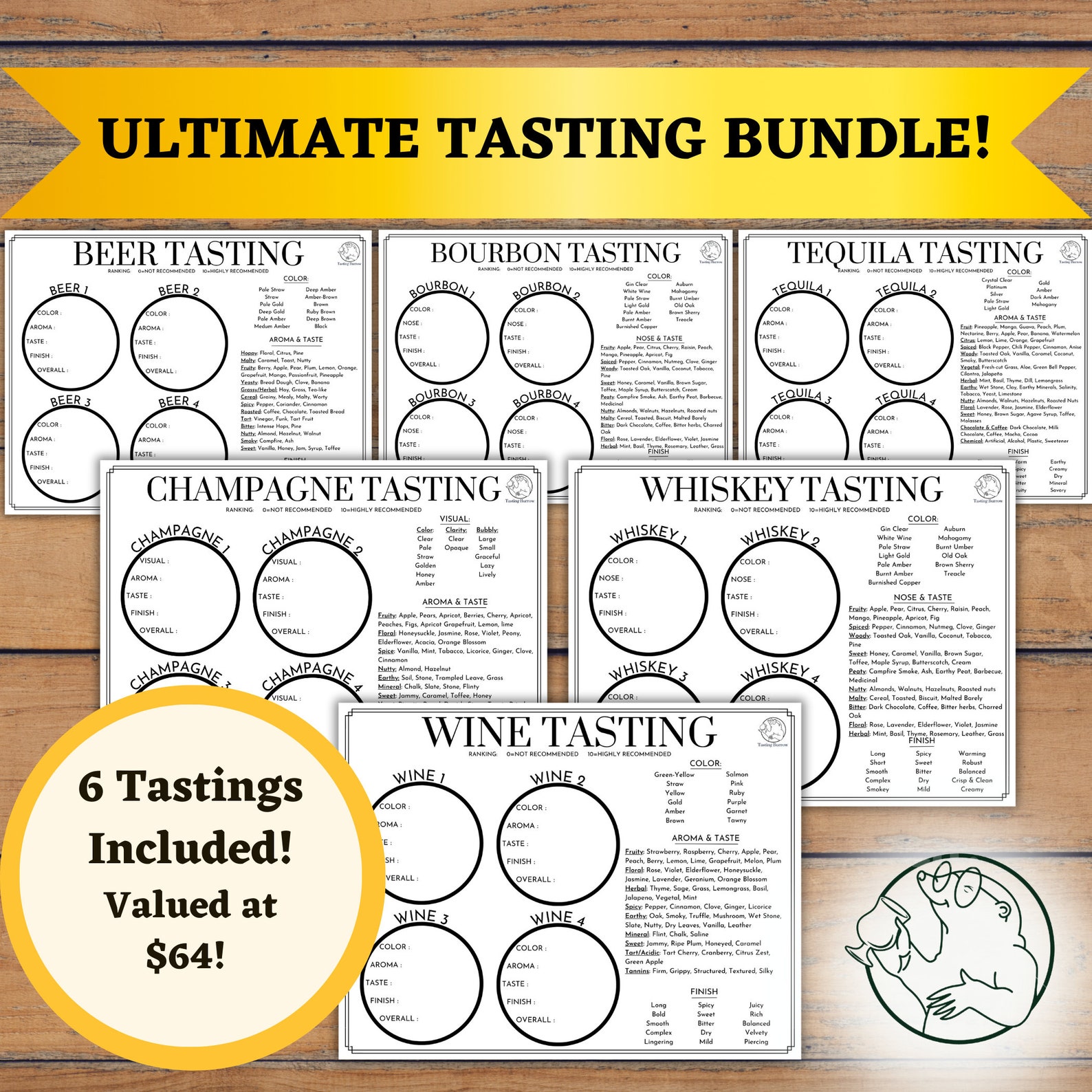Ultimate Tasting Party Bundle, Whiskey Tasting Mat, Wine Tasting, Beer ...