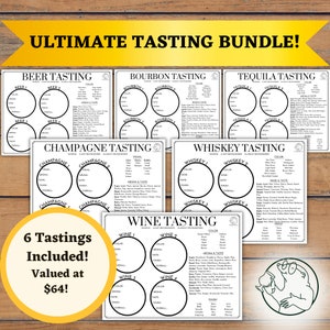Ultimate Tasting Party Bundle, Whiskey Tasting Mat, Wine Tasting, Beer ...