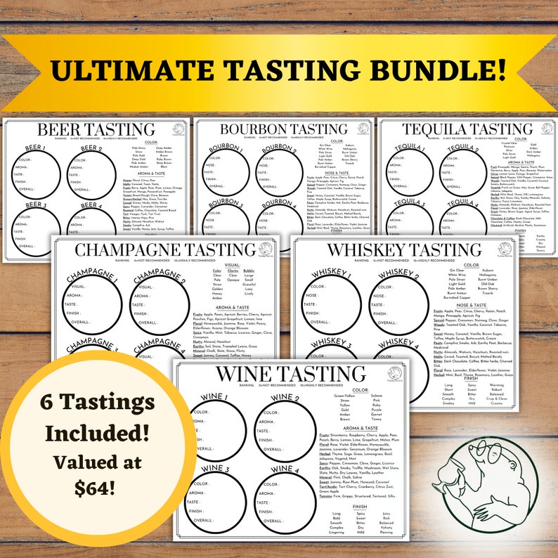 Ultimate Tasting Party Bundle, Whiskey Tasting Mat, Wine Tasting, Beer ...
