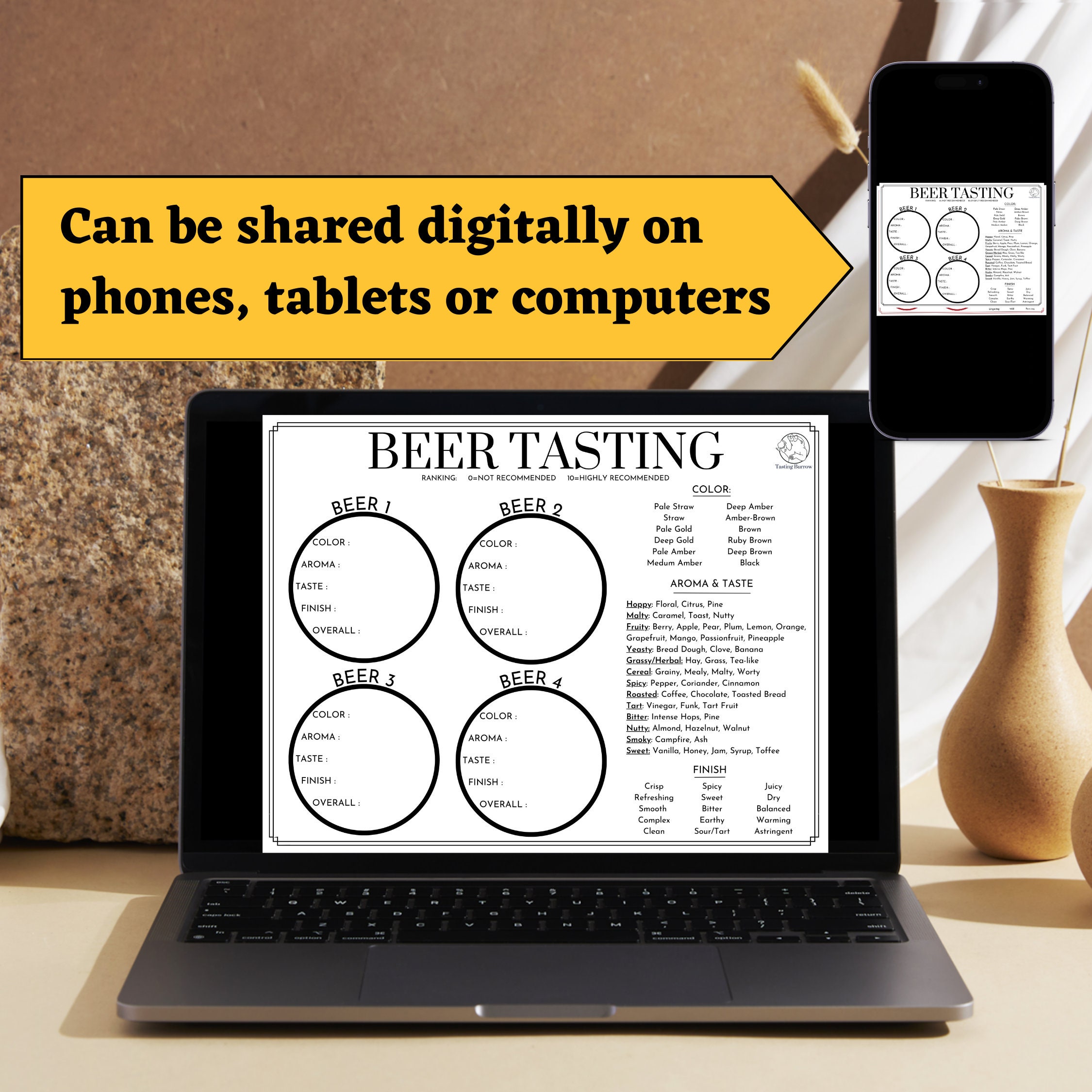 Beer Tasting Guide & Score Card, Beer Tasting Flight Mat Downloadable ...
