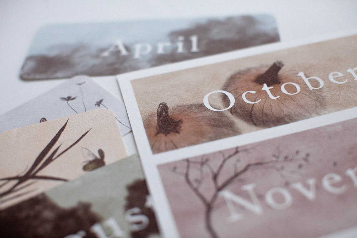 Printable Illustrated Months of the Year Nature Themed Cards - Etsy