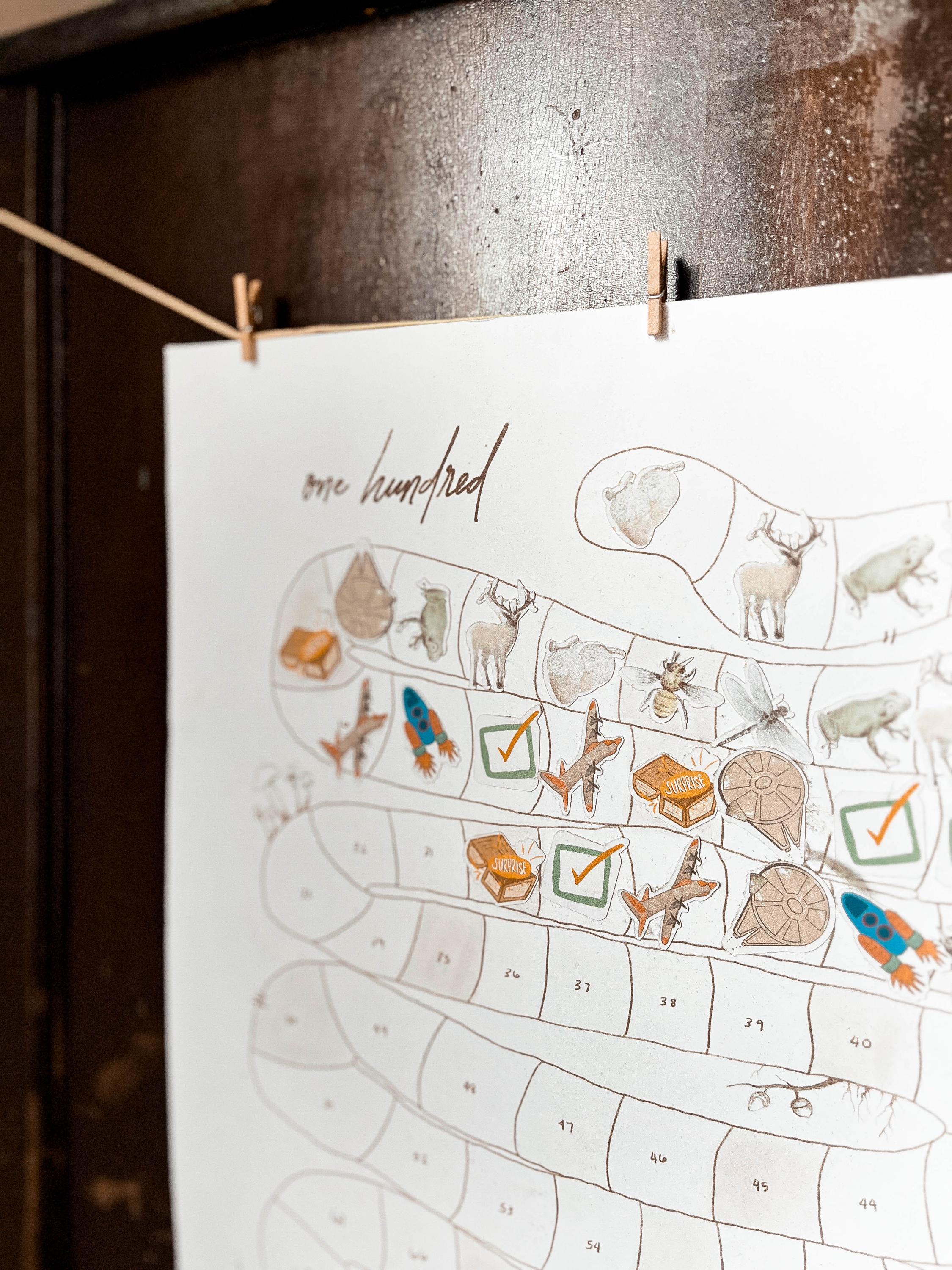 100 DAY ILLUSTRATED Count Down Printable Chart | Goal Chart | Habit ...