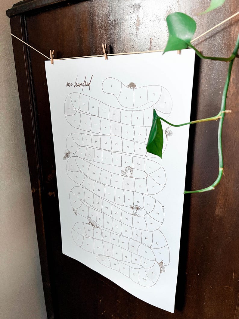 100 DAY ILLUSTRATED Count Down Printable Chart | Goal Chart | Habit ...