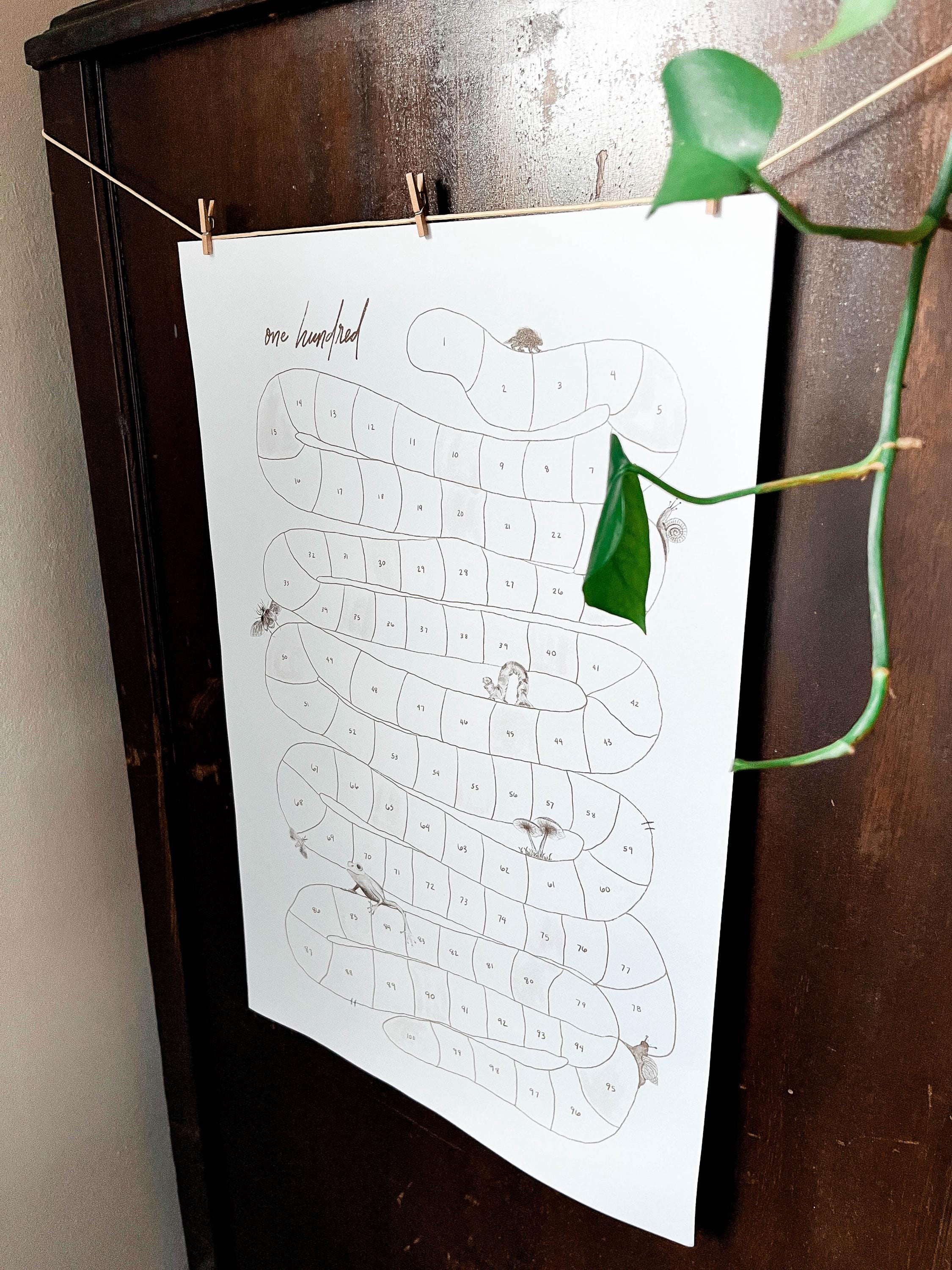 100 DAY ILLUSTRATED Count Down Printable Chart | Goal Chart | Habit ...