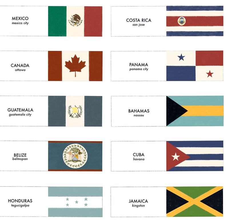 North America Continent Countries and Capitals PRINTABLE |north America ...