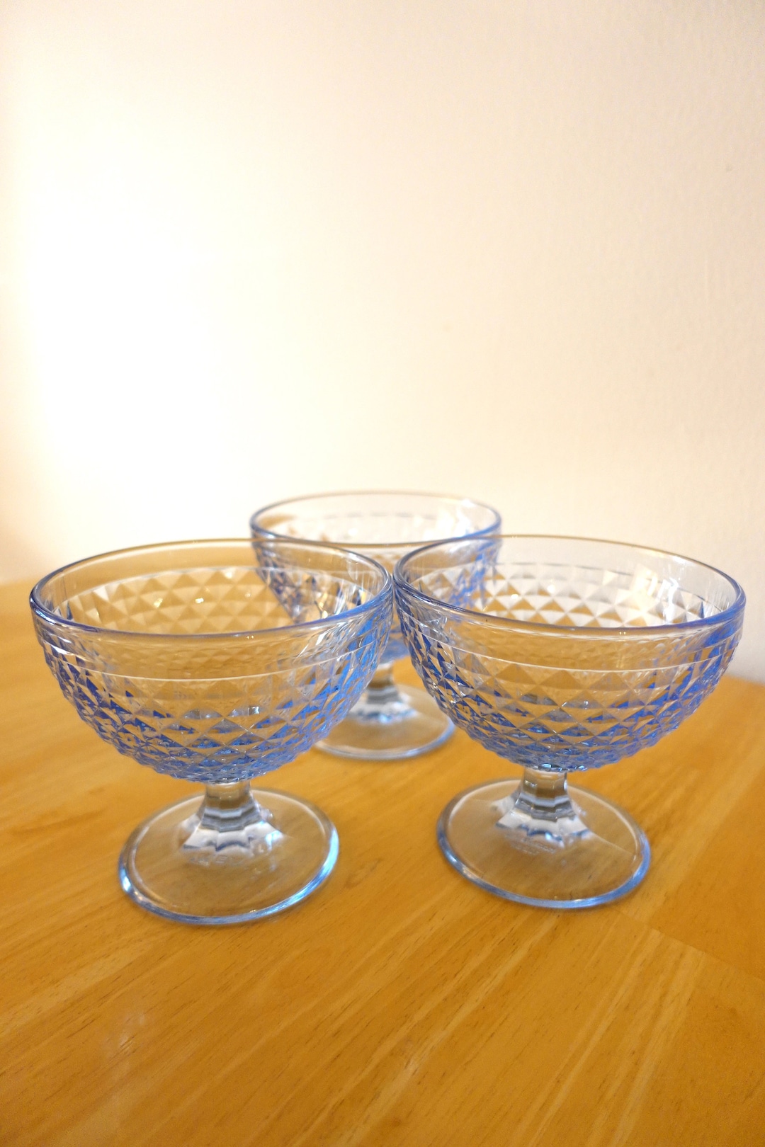 Vintage IKEA Baby Blue Footed Goblets | Vintage IKEA Blue Dessert ...