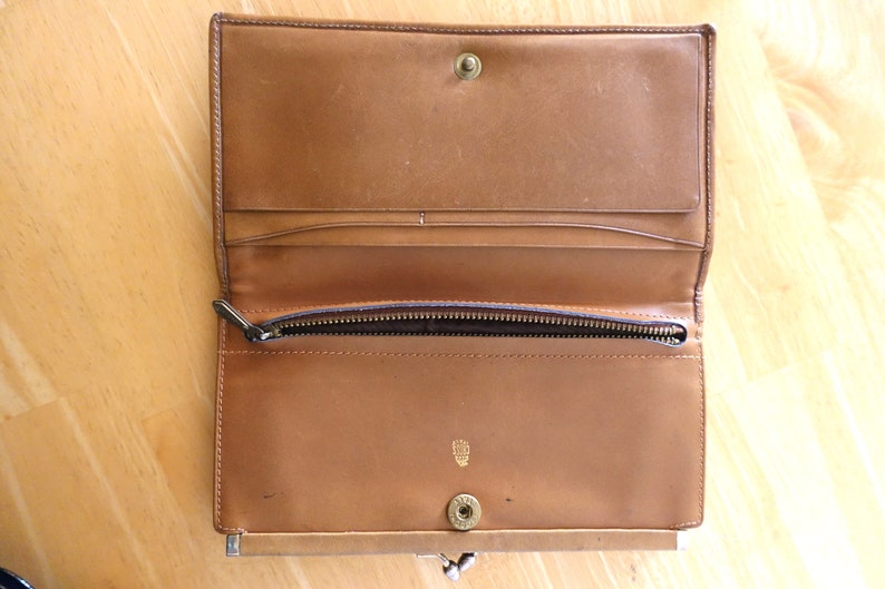 RARE Vintage Mark Cross Italy Brown Canvas Monogram Wallet With Clasp ...