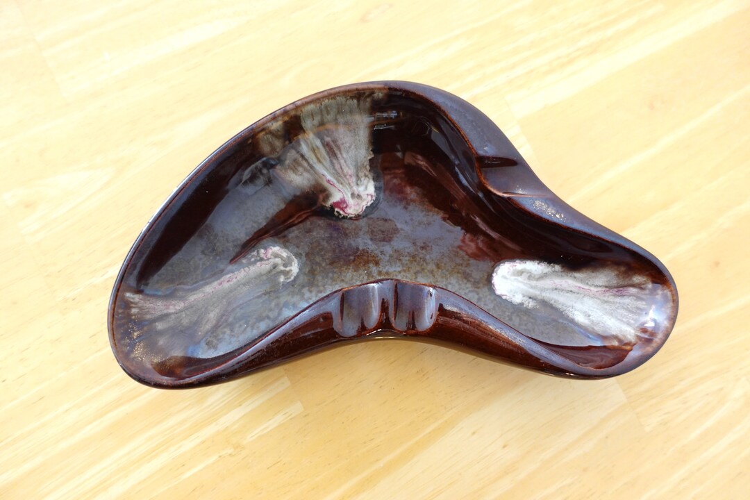 Vintage Mod Drip Redware Ashtray | Amoeba Shaped Midcentury Modern ...