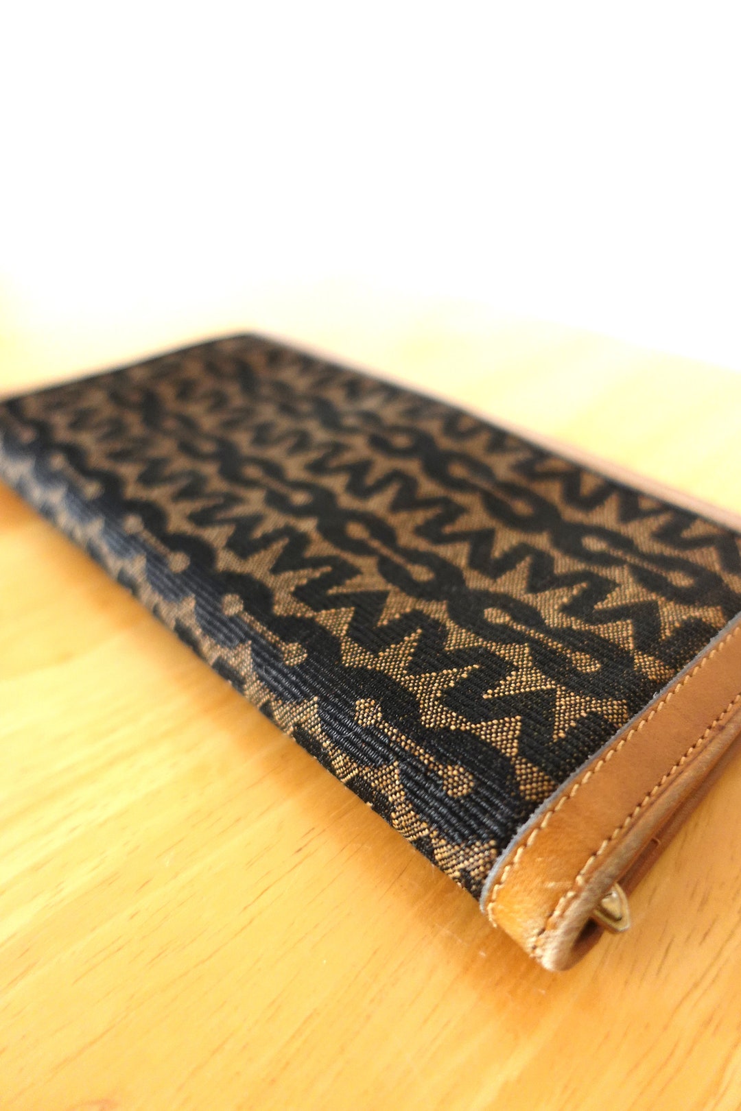 RARE Vintage Mark Cross Italy Brown Canvas Monogram Wallet With Clasp ...