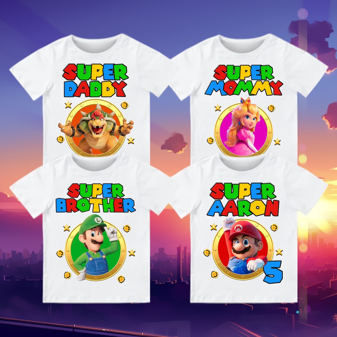 Super Mario Birthday Shirt, Family Matching Set Mario Luigi Bowser ...
