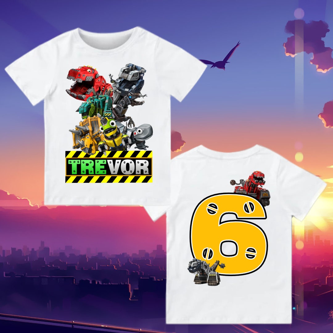 Dino Custom Birthday Tee - Dinotrux Party Shirt Personalized Name and ...