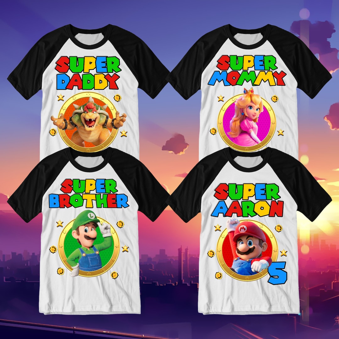 Mario Birthday Shirt Raglan Family Matching Set Super Family Mario ...