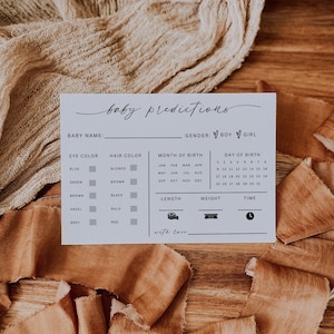 Baby Shower Prediction and Advice Cards, Printable Minimalist Baby ...