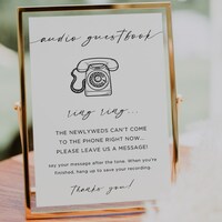 Phone Message Guest Book Sign, Audio Guestbook Sign Template, Modern ...