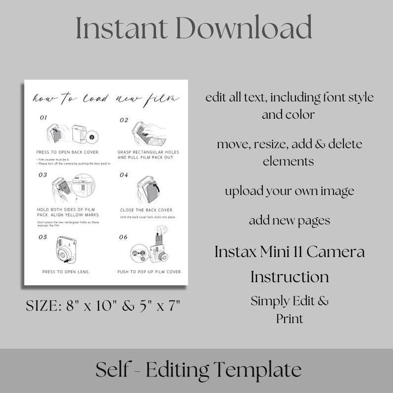 How to Load New Film Camera Instructions Sign Instax Mini - Etsy