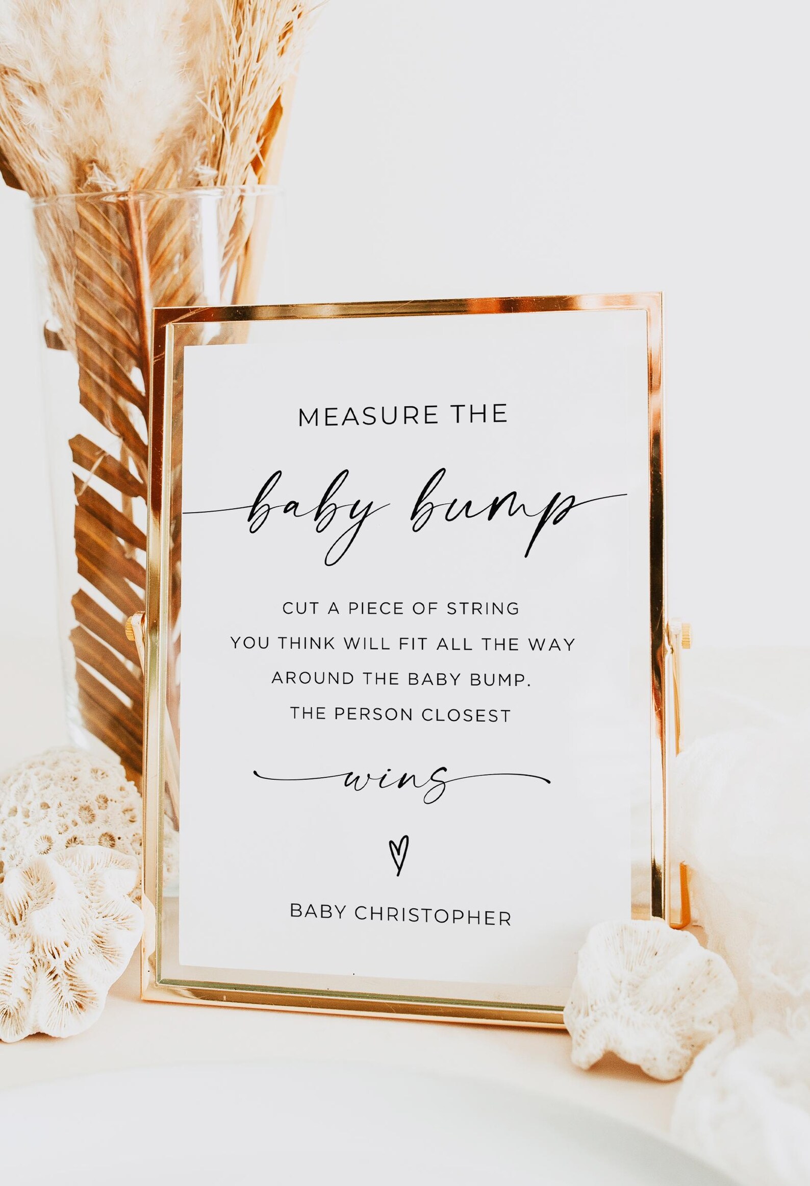 Measure the Baby Bump Game Sign, Baby Shower Game Printable, How Big is ...