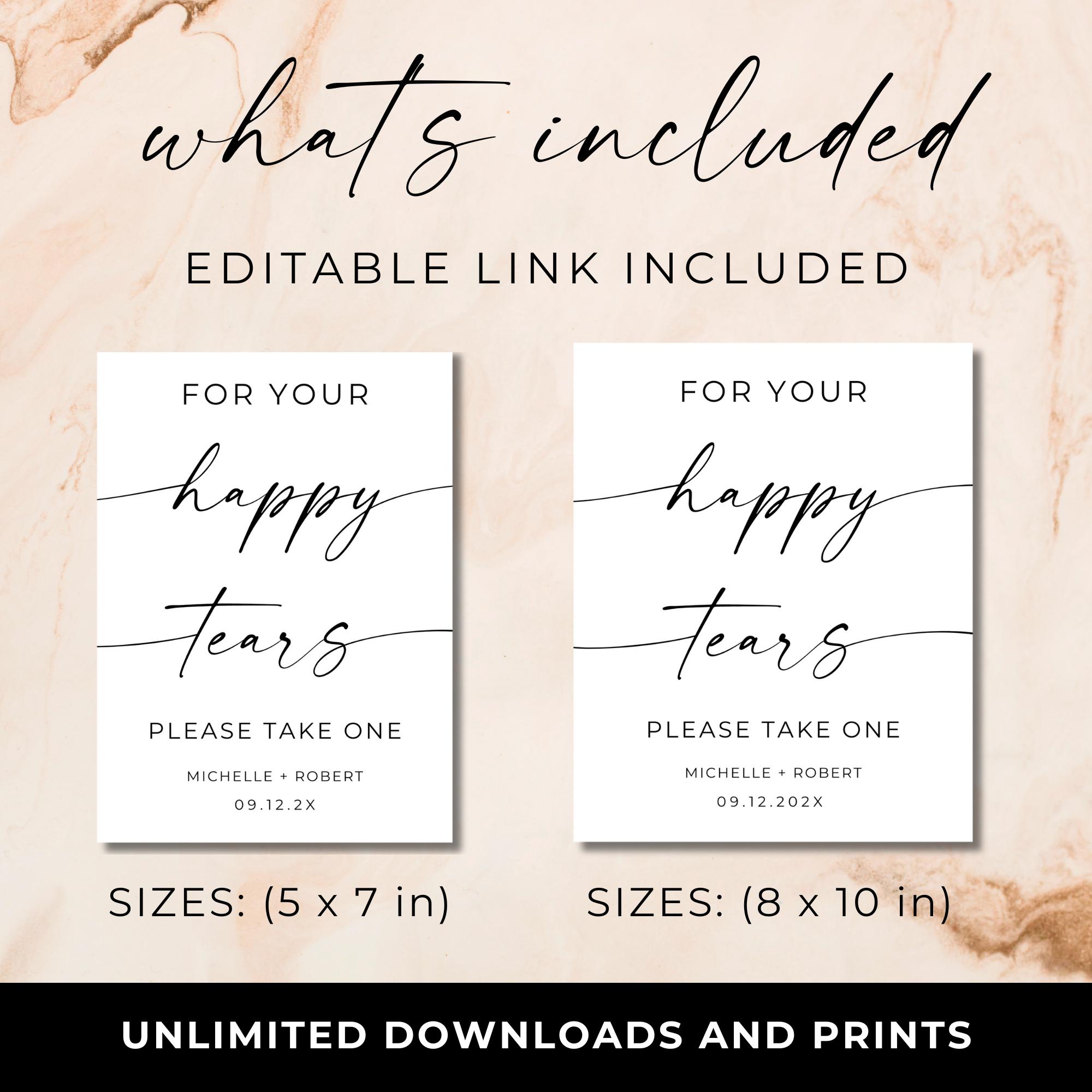 For Your Happy Tears Wedding Sign, Minimalist Modern Wedding Sign ...