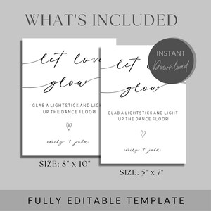 Glow Stick Wedding Sign, Glow Stick Send off Sign, Let Love Glow Sign ...