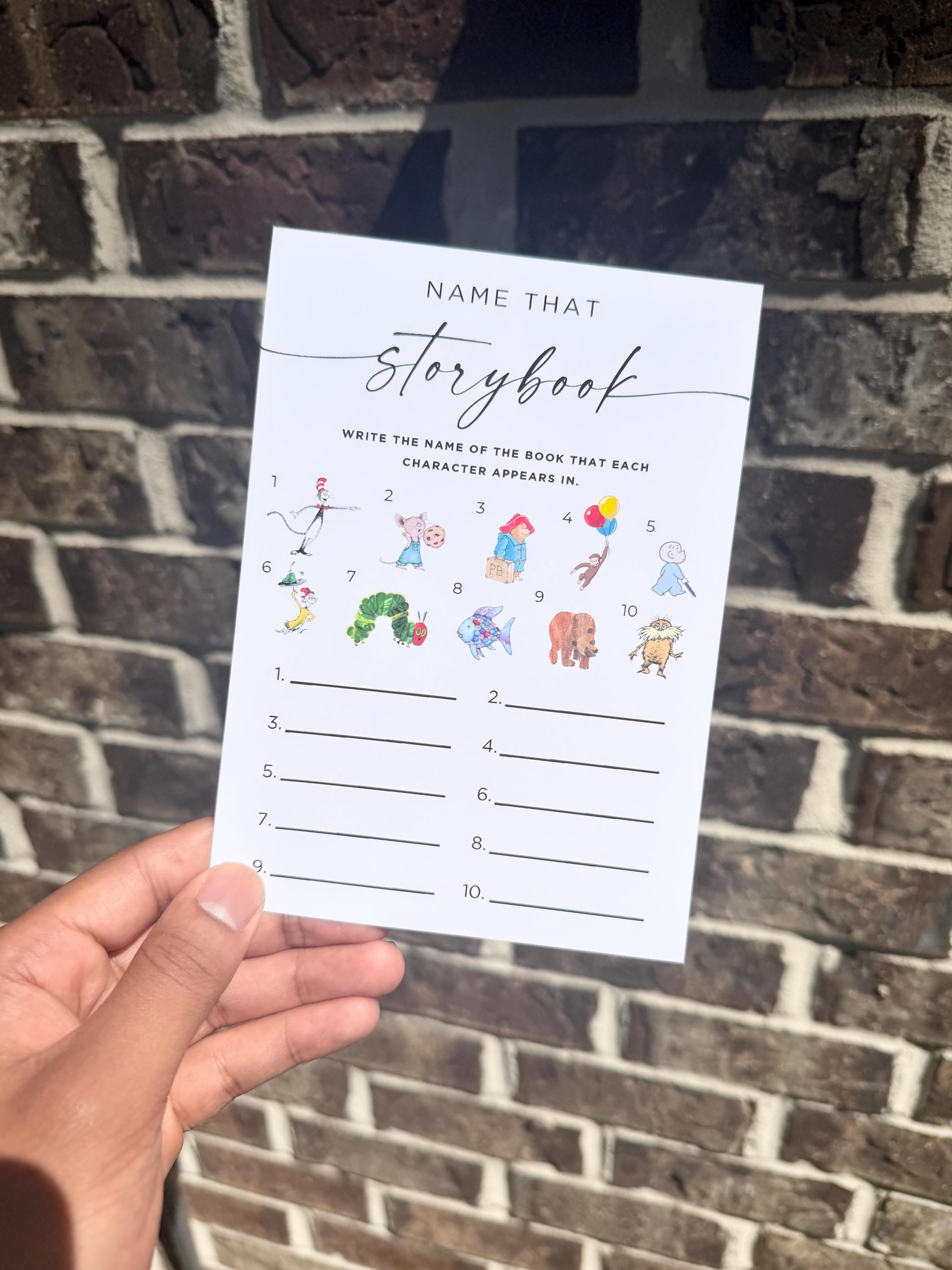 PRINTED + SHIPPED Baby Shower Name That Storybook Game, Storybook ...