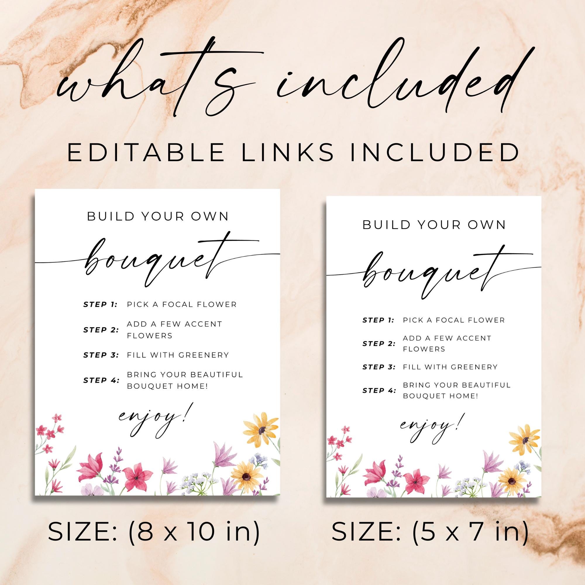Build Your Own Bouquet Sign, Floral Bridal Shower Sign, Flower Bar Sign ...