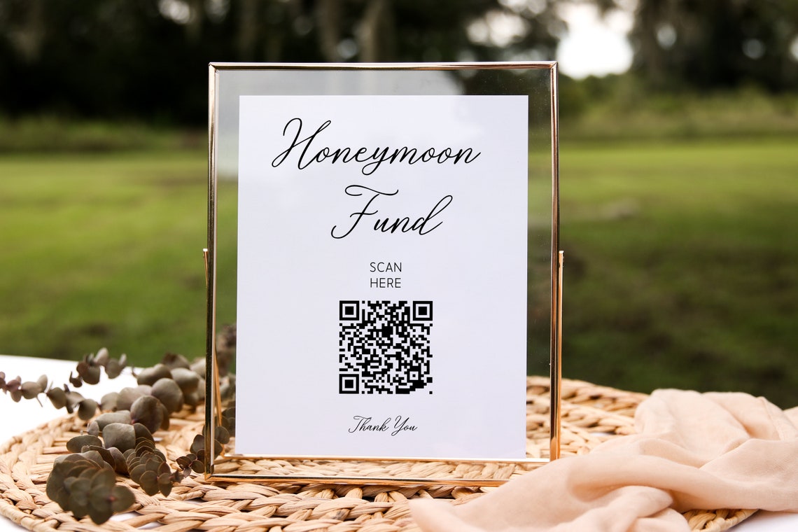 Wedding QR Code Honeymoon Sign Template Honeymoon Fund Sign - Etsy