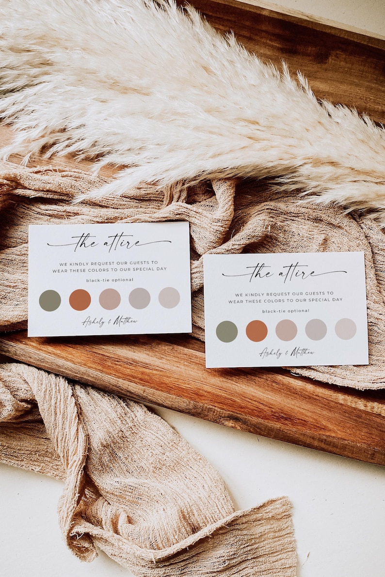 Wedding Attire Card Template, Wedding Guest Dress Code Card, Dress Code ...